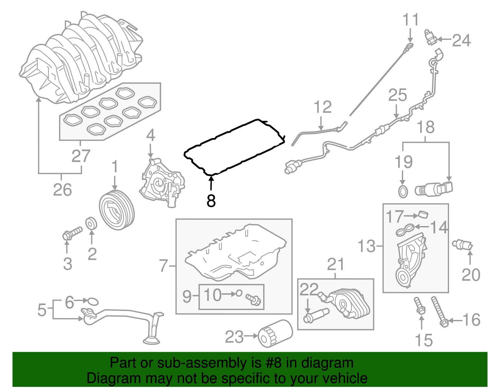 GR3Z-6710-A - Oil Pan Gasket 2015-2023 Ford | Big 3 Auto Parts