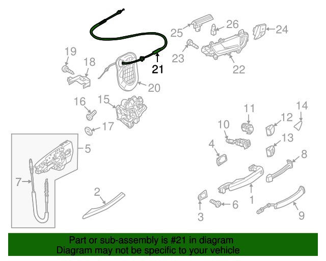 2009-2017 Audi Lock Cable 8R0-837-085-C | Audi USA Parts