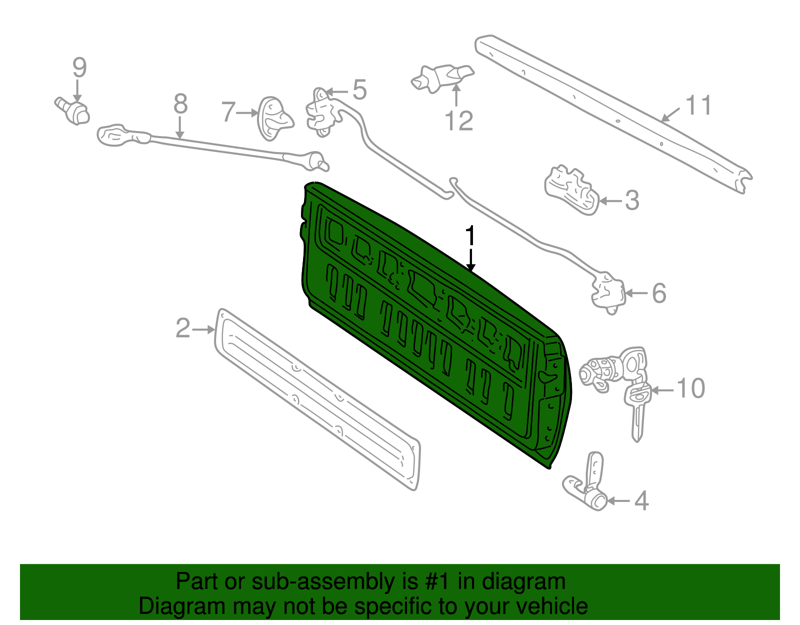 65700-0C060 - 2004-2006 Toyota Tundra - Tailgate (Rear) | Toyota Parts ...