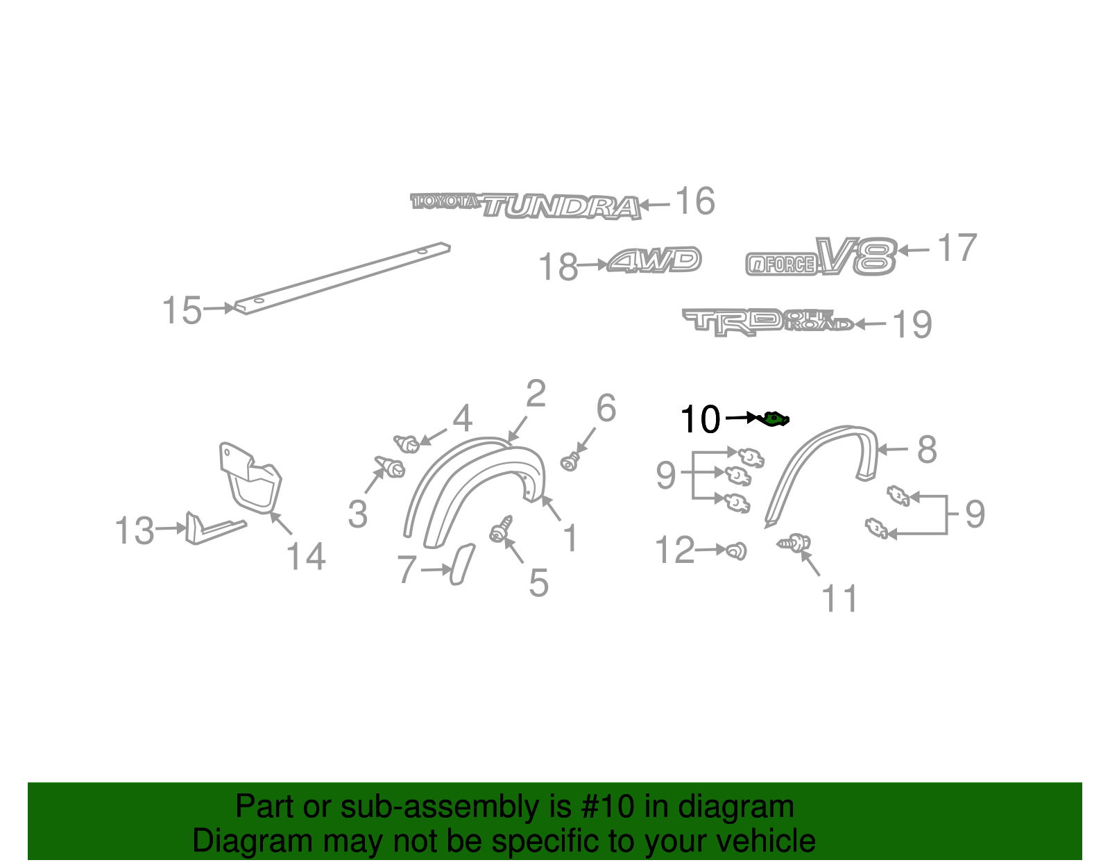 2004-2006 Toyota Tundra Wheel Opening Molding Retainer 75392-0C190 ...