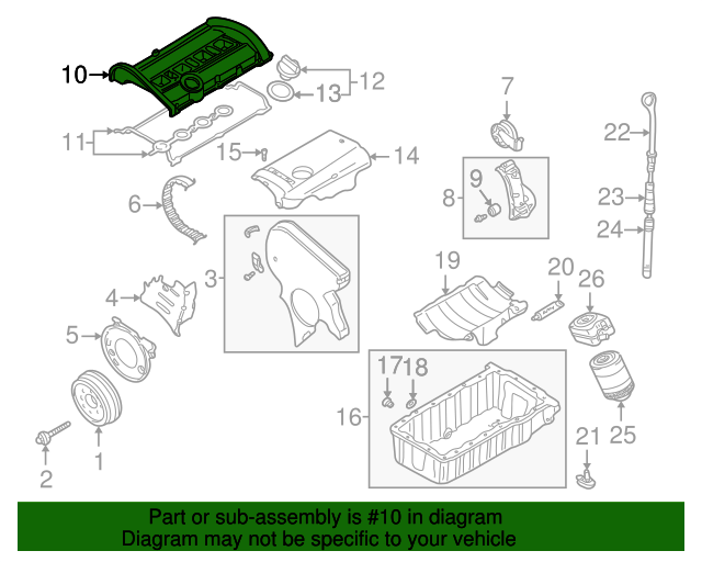 2003-2005 Volkswagen Passat Valve Cover 06B-103-469-AH | OEM Parts Online