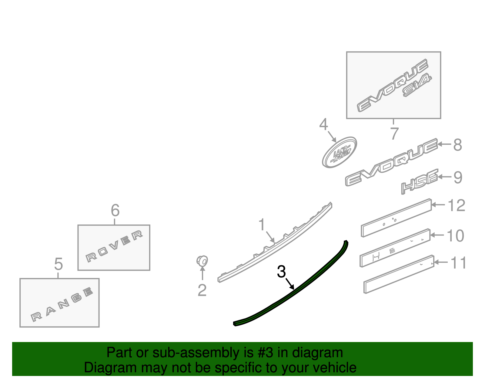2012-2019 Land Rover Range Rover Evoque Belt Molding LR037722 | OEM ...