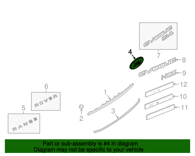 2016-2019 Land Rover Range Rover Evoque Emblem LR060140 | JaguarParts.com