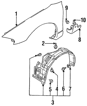 Exterior Trim - Fender for 1999 Mitsubishi Eclipse | Factory Mitsubishi ...
