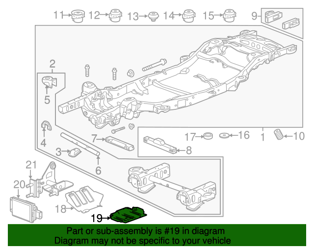 2015-2020 GM Rear Under Body Shield 23135959 GM | GMPartsDirect.com