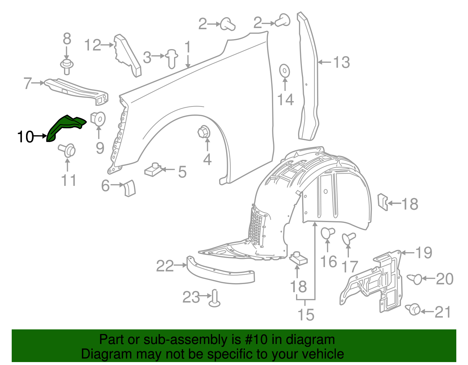 2016-2024 Chevrolet Camaro Front Driver Side Fender Brace 23438030 GM ...