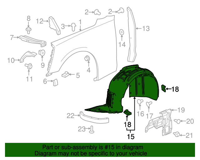 2019 Chevrolet Camaro Fender Liner (Replaces 84169274) 84922600 GM ...