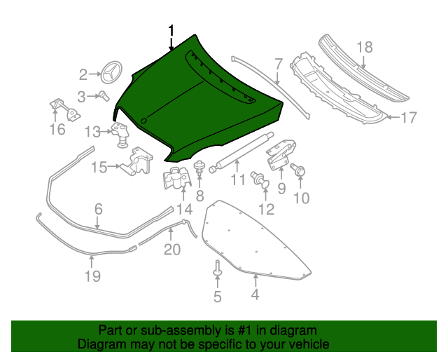 251-880-01-57 - Hood 2006-2010 Mercedes-Benz | Mercedes-Benz USA Parts