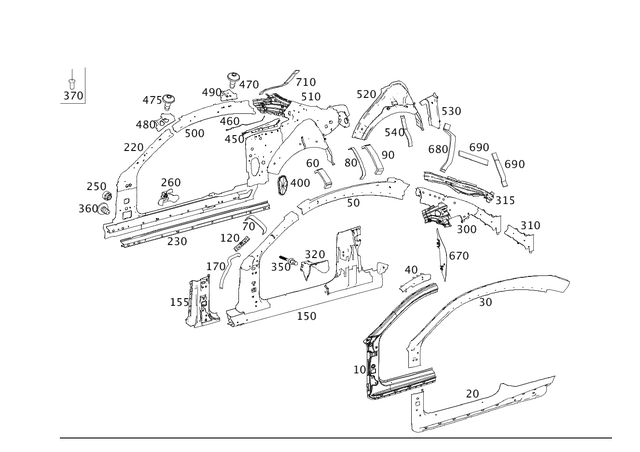 217-637-01-45 - Roof Frame, Outer 2021 Mercedes-Benz S560 | Mercedes ...