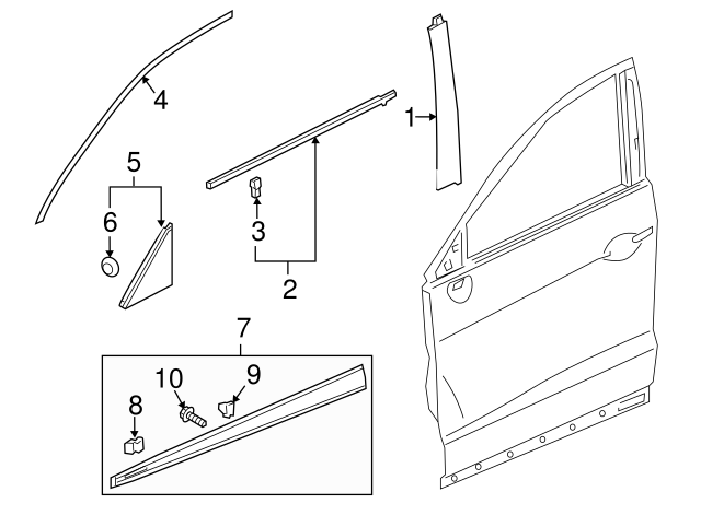 2013-2018 Acura RDX Molding Assembly, L Front Door Sash 72465-TX4-A01 ...