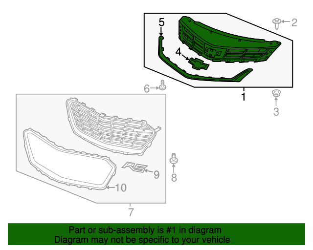 2017-2018 Chevrolet Cruze Front Upper Grille 84320823 | GM Parts Center