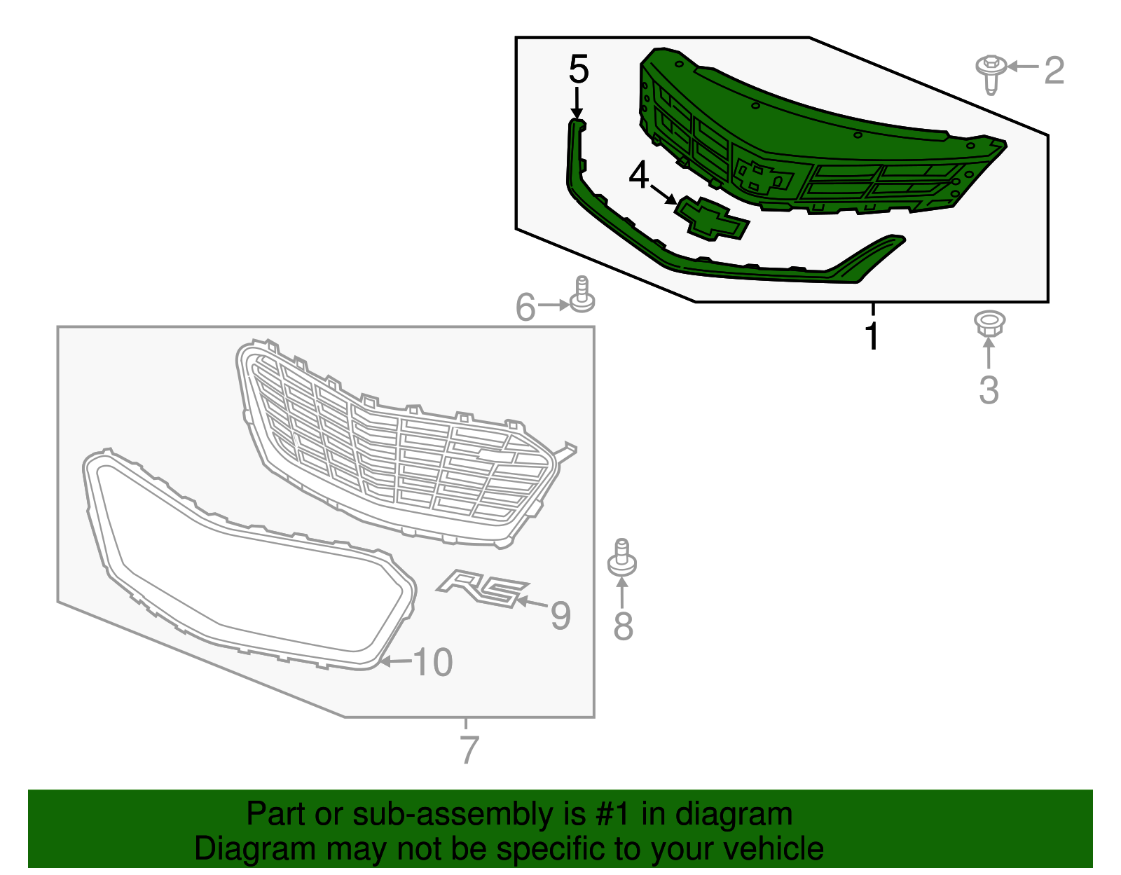 2016-2018 Chevrolet Cruze Front Upper Grille 84189617 GM ...