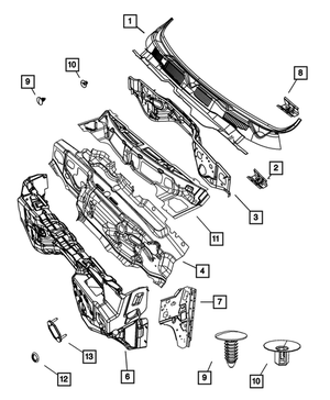 68095934AF - Cowl Side Panel, Right 2009-2022 Mopar | Mopar Wholesale Parts