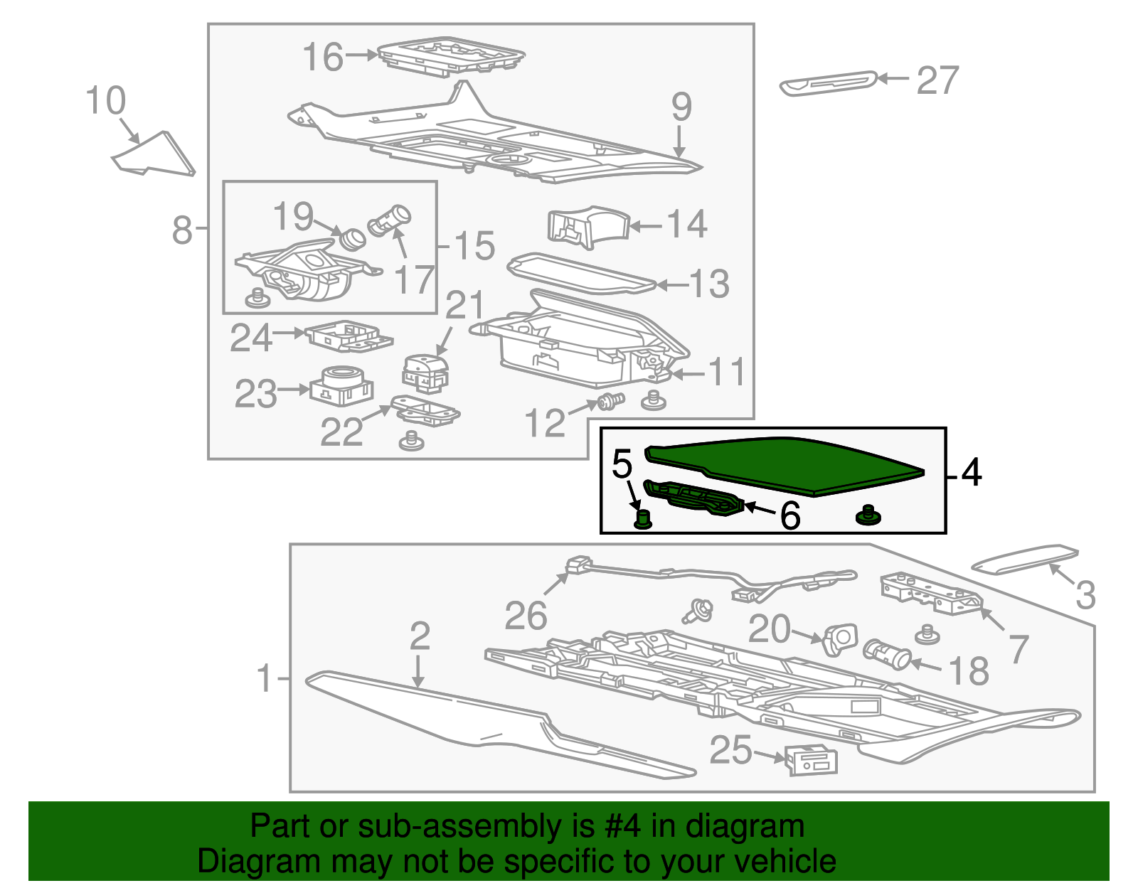 2014-2019 Chevrolet Corvette Black Front Floor Console Armrest 84486807 ...