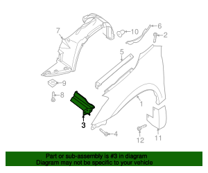 63181-JA030 - Fender Brace - 2007-2013 Nissan Altima | World OEM Parts ...