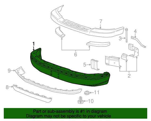 2003-2021 GM Front Bumper Impact Bar 22872781 | GM Parts Center