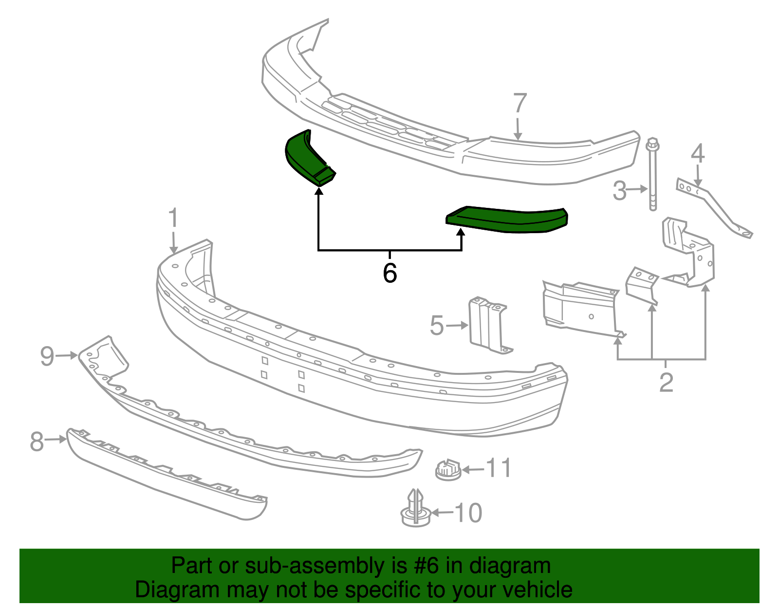2003-2025 GM Passenger Side Front Bumper Fascia Support 25730122 GM ...