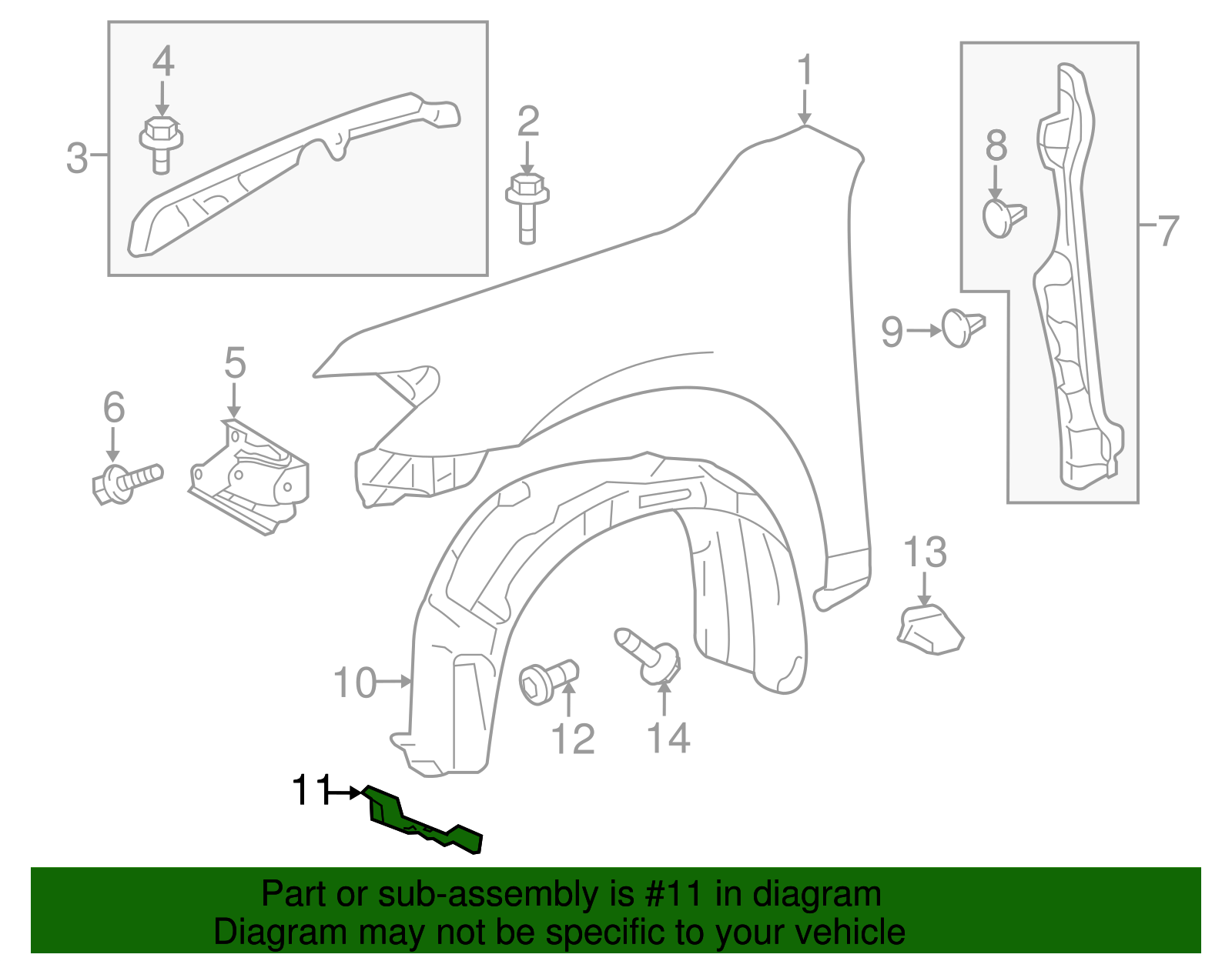 53851-06040 - Pad, Front Wheel Opening Extension, Right 2012-2014 ...