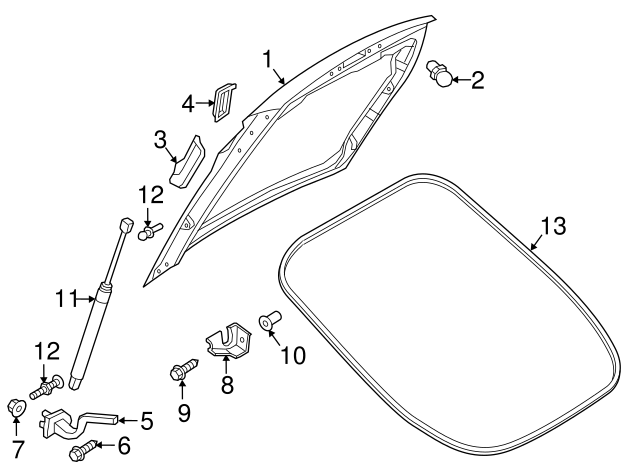 2016-2023 Audi Lift Cylinder 8S8-827-552-D | AutoNationParts.com