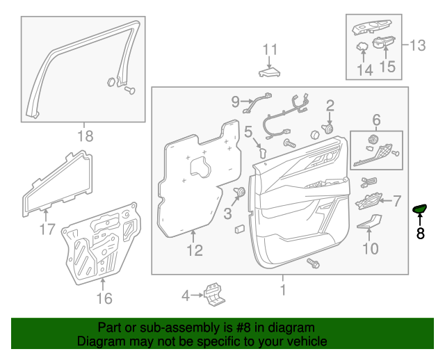 23194953 GM Choccachino Driver Side Door Inside Handle Bolt Finish Cap ...