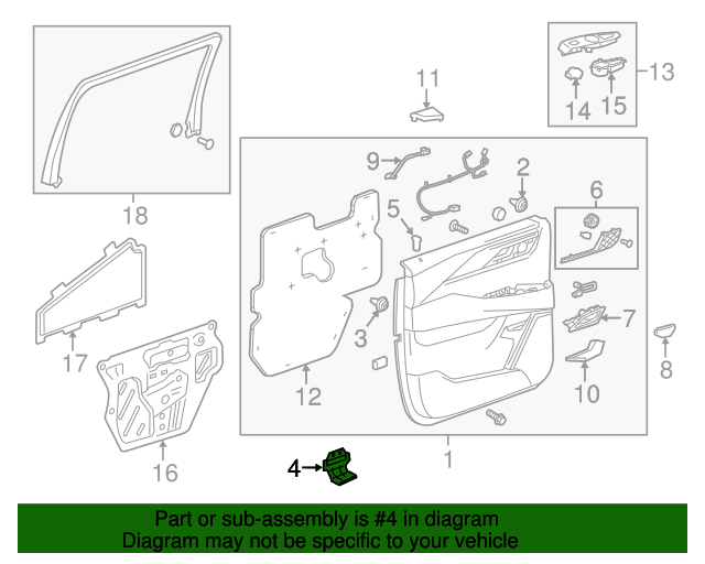 2015-2020 Cadillac Rear Side Door Pull Handle Bracket 23455220 ...