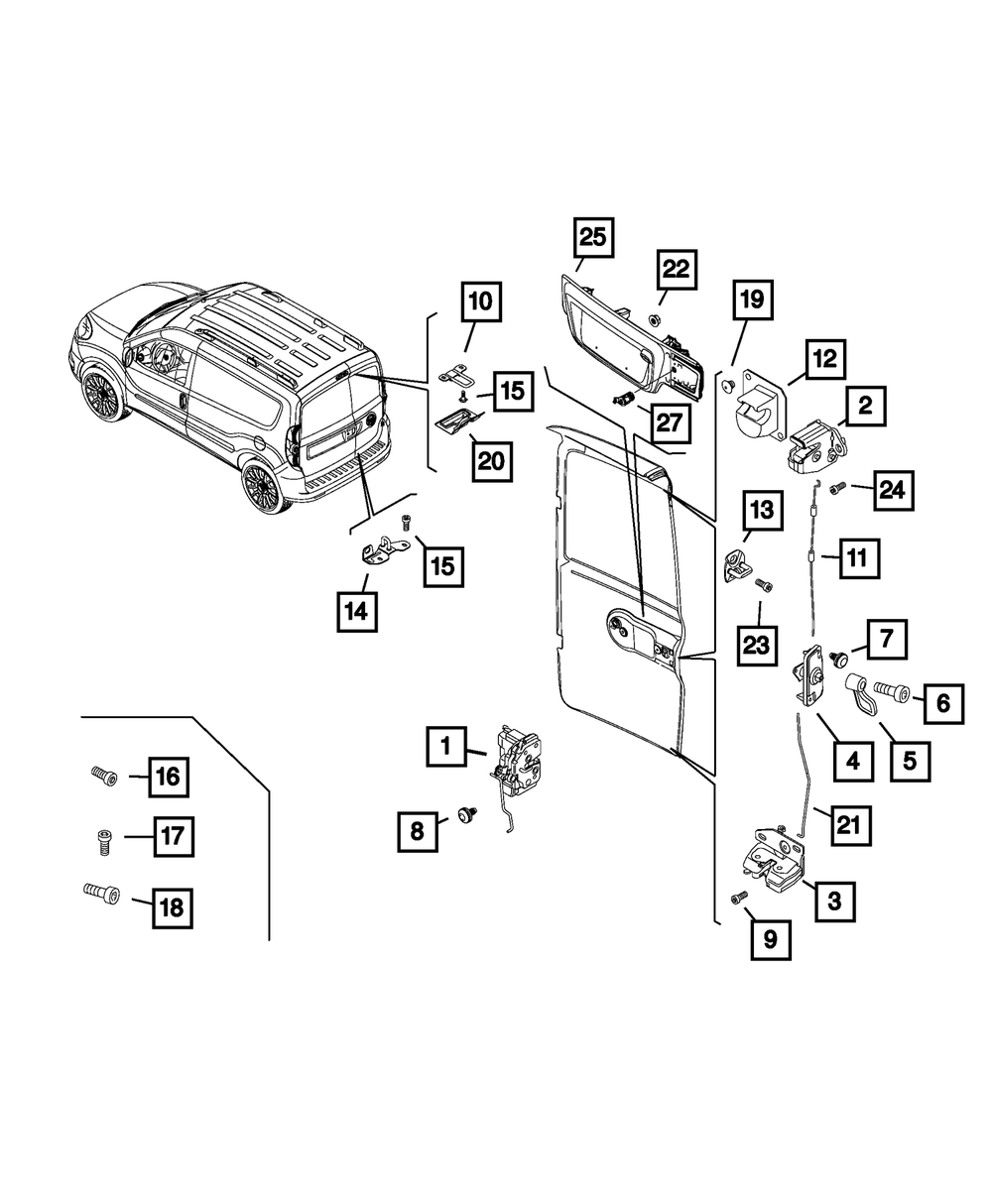 2015-2022 Ram ProMaster City Rear Door Latch 68266610AA | My Mopar Parts