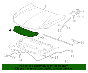 2019-2025 Chevrolet Blazer Hood Front Edge Weatherstrip 84751933 GM ...