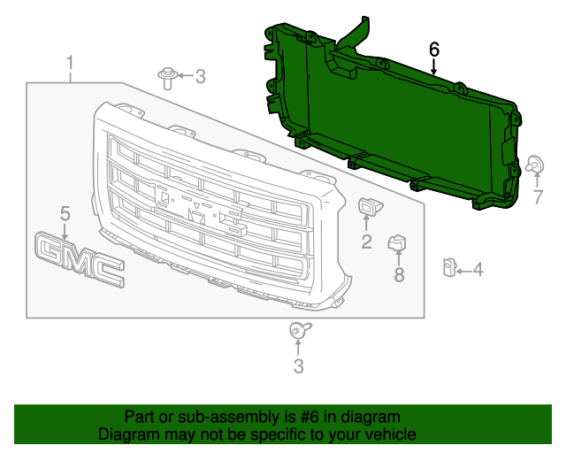 2014-2015 GMC Sierra 1500 Front Inner Grille 23322442 GM ...