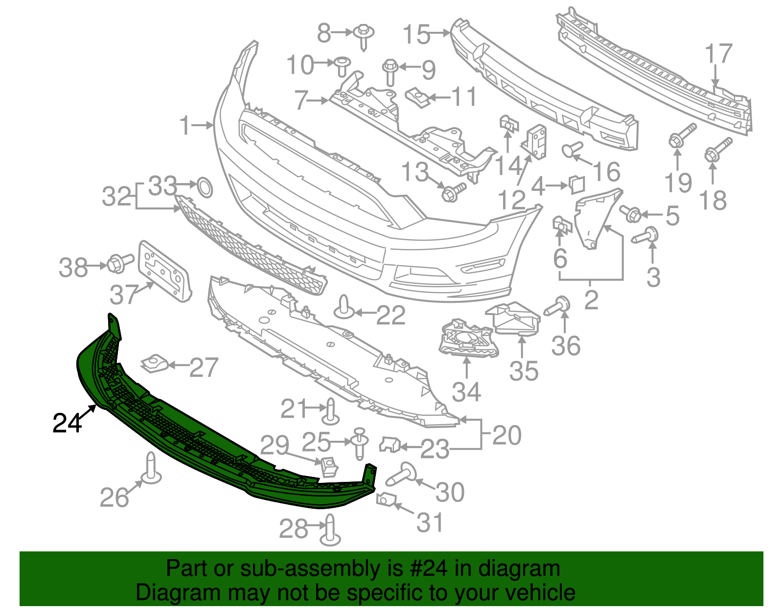 DR3Z-17626-BA - Valance Panel 2013-2014 Ford Mustang | Direct Factory Parts