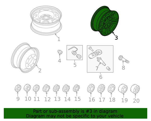 Genuine OEM Ford Part - Wheel Assembly LC3Z-1007-A | Genuine OEM Ford ...
