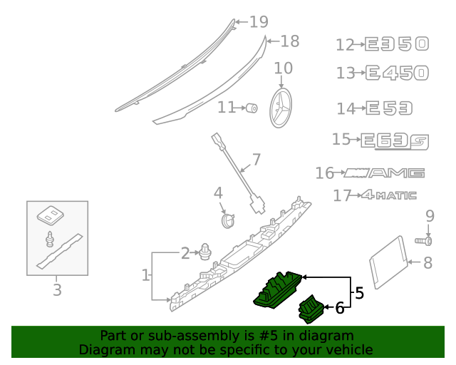 099-750-43-00 - Lift-Gate Pull Handle 2021-2023 Mercedes-Benz ...
