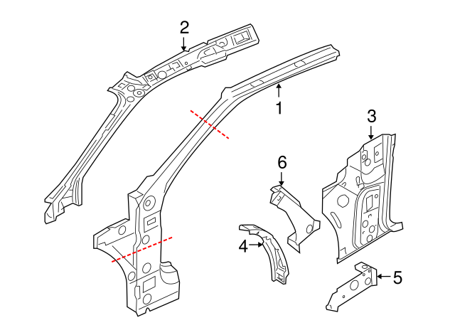 2009-2015 Audi Body A-Pillar Reinforcement 8R0-809-202-A ...