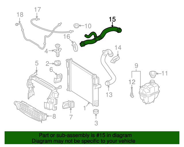 211-501-12-82 - Radiator Coolant Hose 2005-2006 Mercedes-Benz E 320 ...