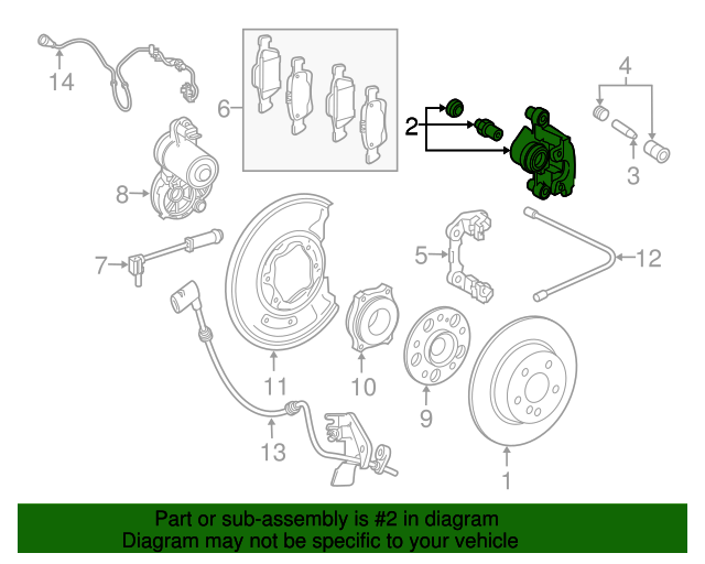 206-421-61-00 - Disc Brake Caliper 2021-2023 Mercedes-Benz ...