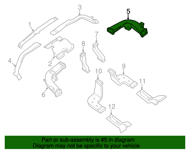 2013-2019 Nissan Sentra Floor Duct - Passenger Side (RH) 27125-3SG0A ...