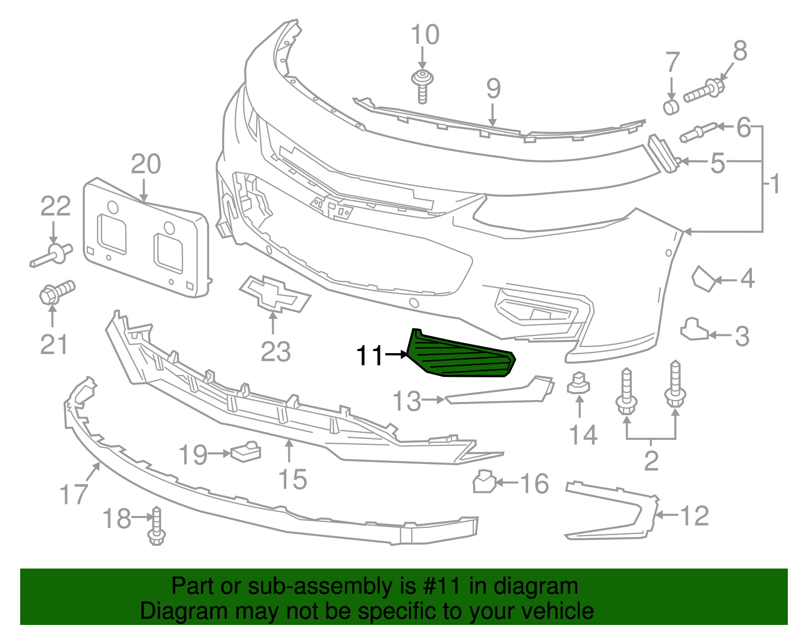 2016-2018 Chevrolet Malibu Passenger Side Front Fog Lamp Bezel 23478394 ...