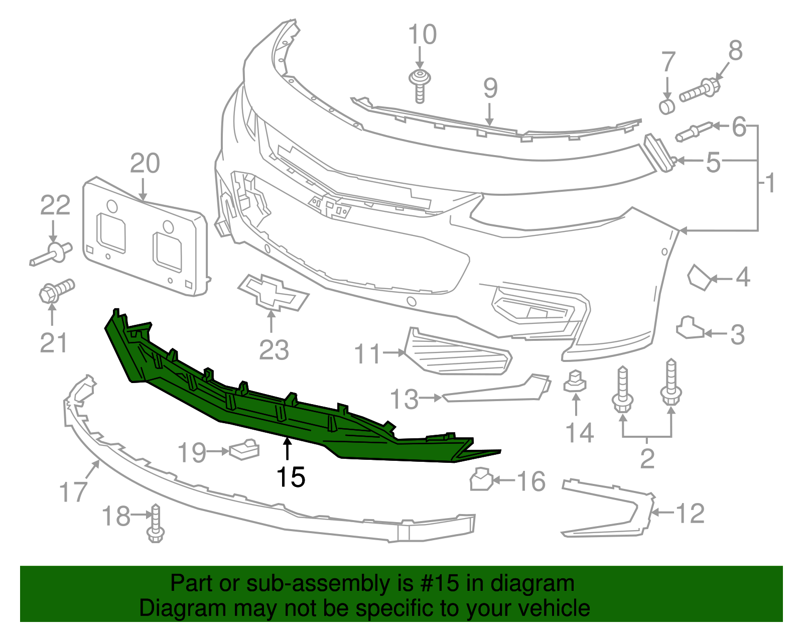 2016-2018 Chevrolet Malibu Front Lower Bumper Cover 23478398 GM ...
