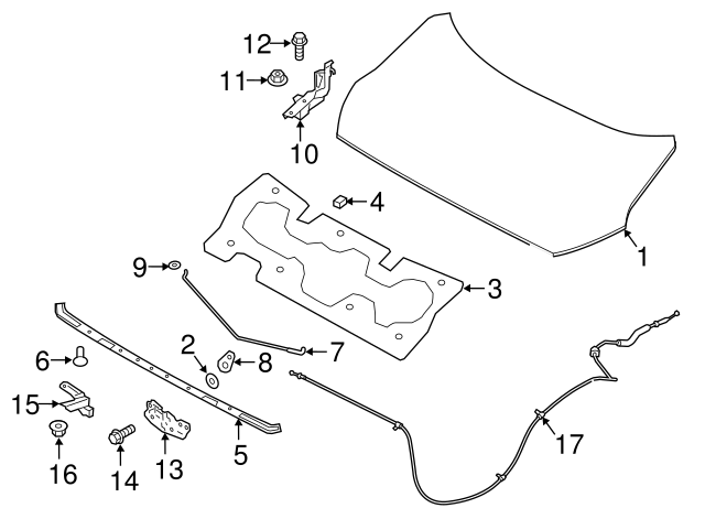 2007-2024 Nissan Hood Bumper 65822-3U010 | Nissan Parts Plus