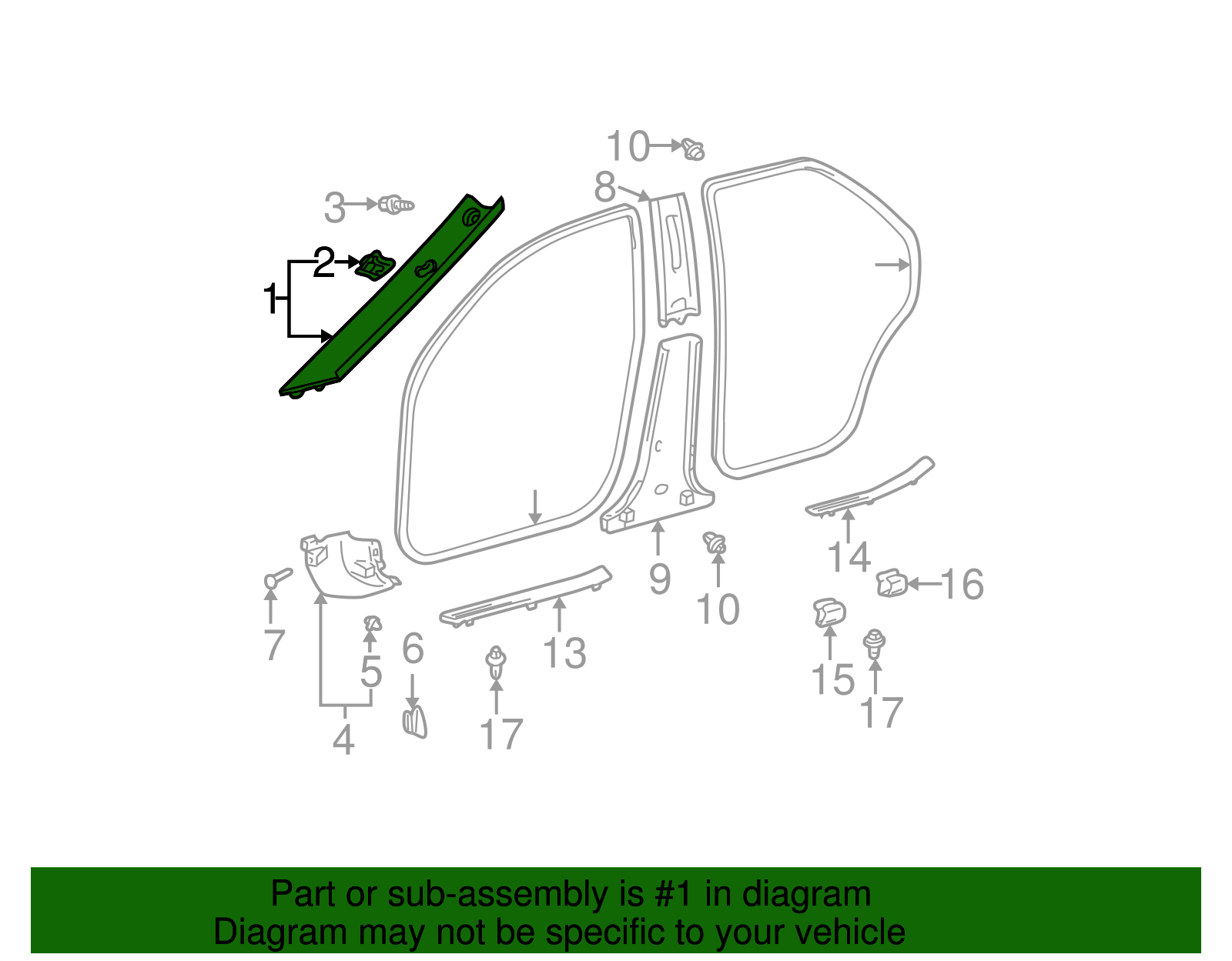 62220-AA050-B1 - Windshield Pillar Trim - 2002-2006 Toyota Camry ...