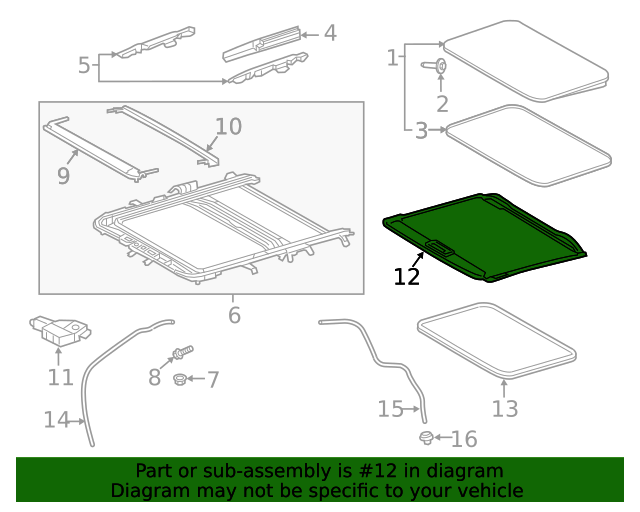 63306-0R060-B1 - Sunroof Cover 2019-2023 Toyota | Longo Toyota Parts
