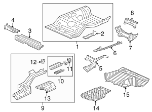 65665-TR0-A00ZZ - Stiffener, L Rear Floor Side - 2012-2015 Honda Civic ...