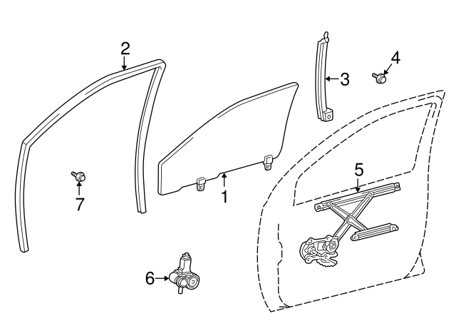 68141-21041 - Run Front Door Glass - 2005-2010 Scion tC | OEM Genuine ...