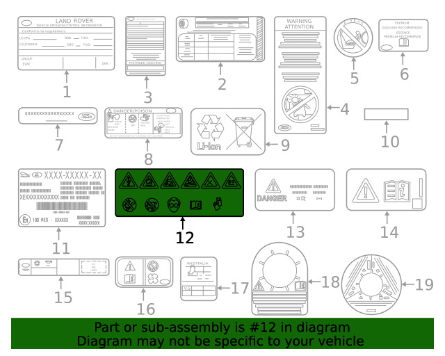 2019-2021 Land Rover Range Rover Sport Battery Label LR115801 | Express ...