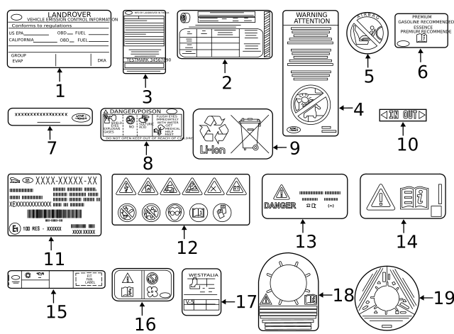 LR115900 - Battery Label - 2019 2020 Land Rover Range Rover Sport ...