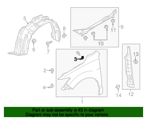 Genuine OEM Acura - Fender Mtg Bkt Part# 60264-TX4-A00ZZ | Acura Parts ...