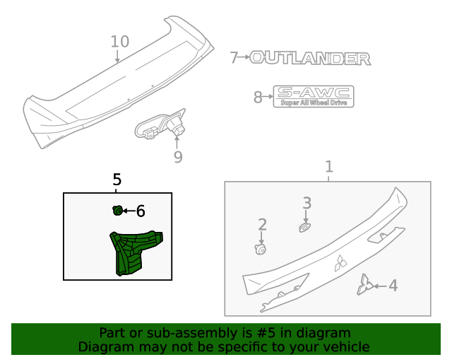 5817A405 Lift-Gate Finish Panel Bracket 2022-2024 Mitsubishi ...