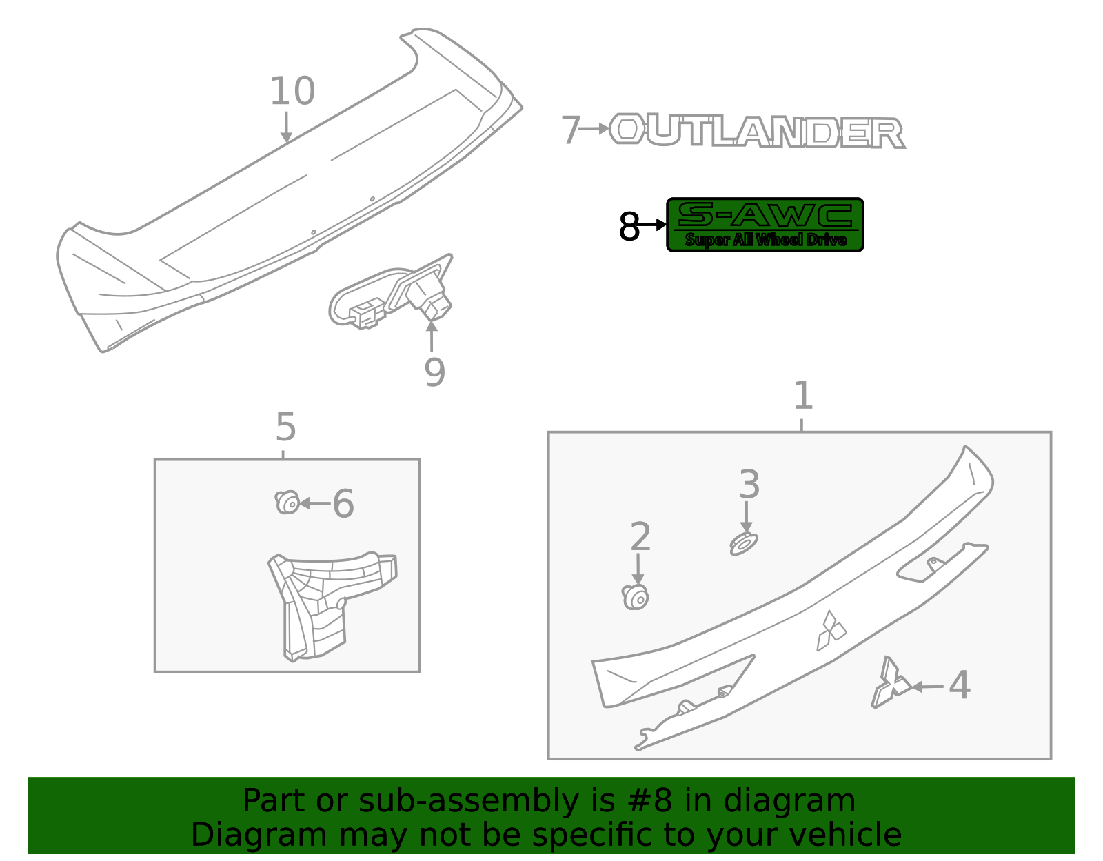 90890W000P - Lift-Gate Decal - 2022-2024 Mitsubishi | Lasco Auto Parts
