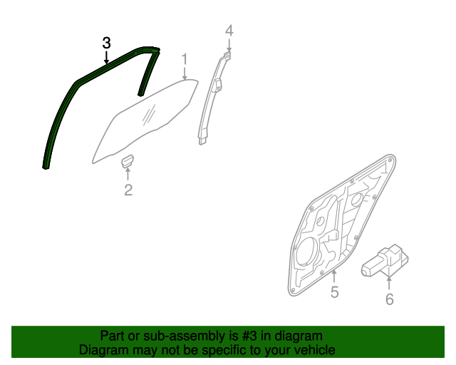 83540-3X000 - Window Channel 2011-2016 Hyundai Elantra ...