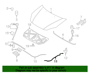 81190-1E000 - Hood Release Cable 2006-2011 Hyundai Accent ...