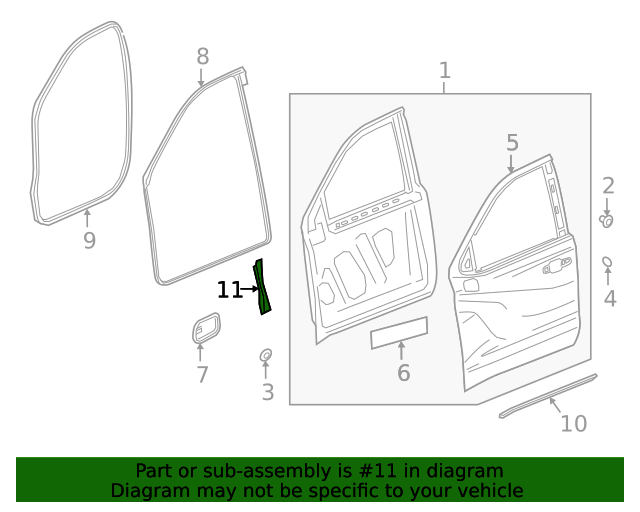2019-2024 Chevrolet Front Driver Side Door Front Auxiliary Weatherstrip ...